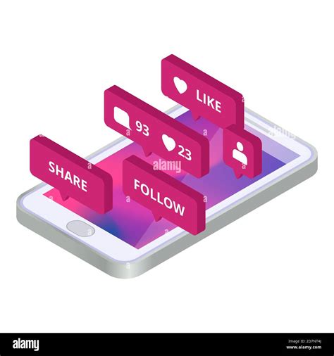 Communication Social Media App Vector Concept 3d Smartphone Application Social Media