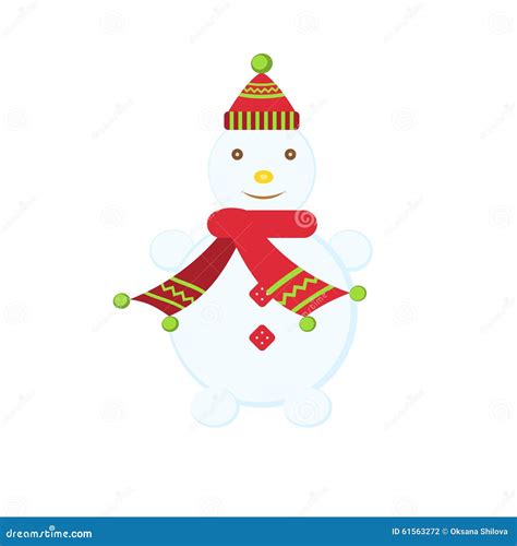 Funny Christmas Snowman In A Hat And Scarf Stock Vector Illustration Of December Party