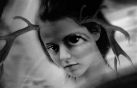 Monochrome Girl Horn Dryad Doubleexposure Portrait Double
