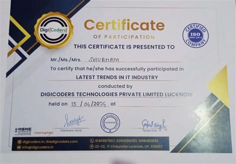 Shubham Jogi On Linkedin Digicoders Certificate