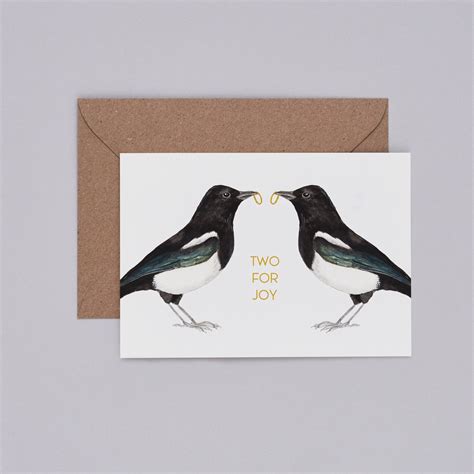 Two For Joy Wedding Card Magpie Good Luck Card Wedding Illustration Bird Engagement Card Wedding
