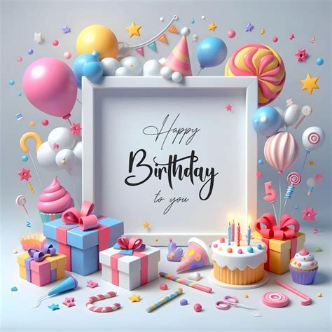 Premium Psd Happy Birthday To You Frame 3d Birthday Elements Banner
