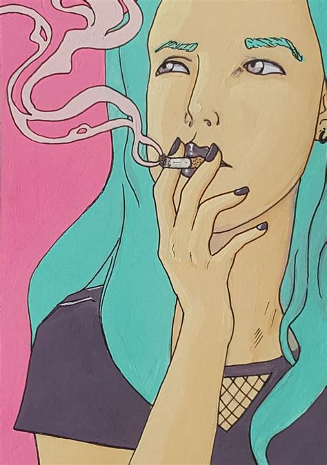 Girl Smoking Weed Sketch