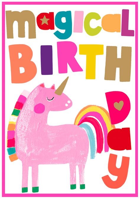 Magical Birthday Unicorn Bright And Sparkly Greetings Cards Paper Salad