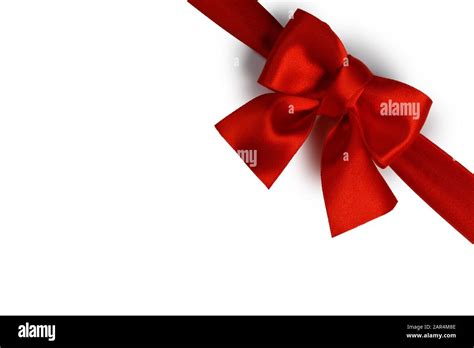 Red Satin Ribbon Bow Isolated On White Background Stock Photo Alamy