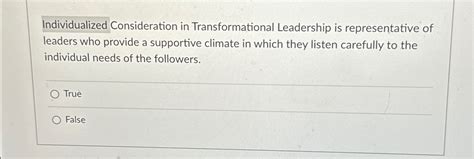 Solved Individualized Consideration In Transformational
