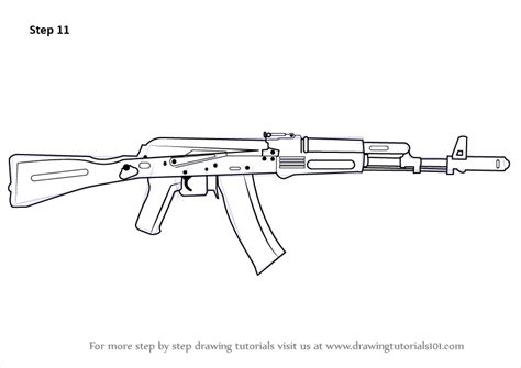 Learn How To Draw AK 47 Rifle Rifles Step By Step Drawing Tutorials