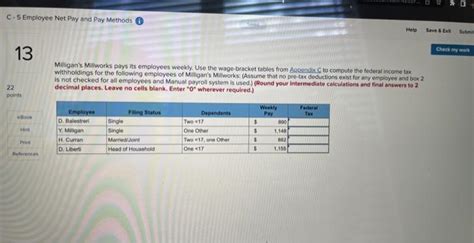 C 5 Employee Net Pay And Pay Methods B Milligans