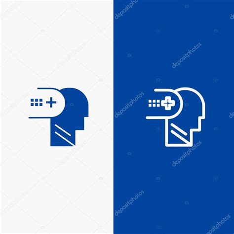 Salud Mental Médico Línea Mental y Glifo Sólido icono Azul prohibición