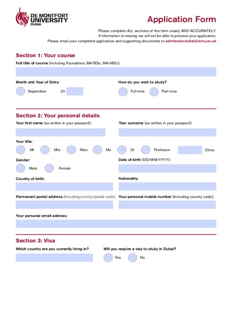 Fillable Online Dmu Dubai Application Form Fax Email Print PdfFiller