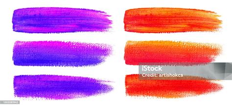 다채로운 수채화 브러시 스트로크 캔버스 텍스처 페인트 브러쉬 아크릴 얼룩 세트 벡터 일러스트레이션 때리기에 대한 스톡 벡터 아트 및 기타 이미지 Istock