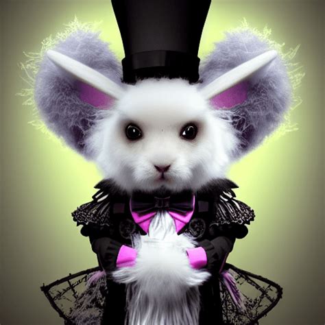 Gothic Steampunk White Rabbit With Vest Top Hat In A Fairytale