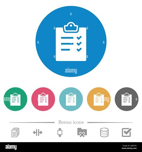 Task List Alternate Flat White Icons On Round Color Backgrounds 6 Bonus Icons Included Stock