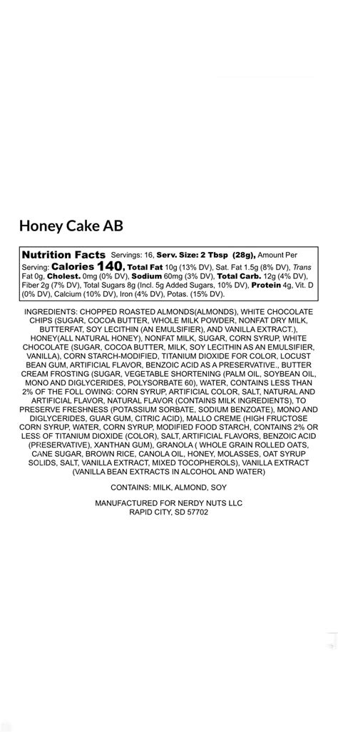 Honey Cake Almond Butter Treat Nerdy Nuts
