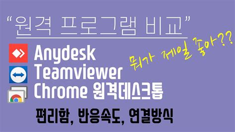 원격 프로그램은 뭘 써야하나요 이거 보면 정리됩니다 Anydesk Teamviewer Chrome 원격데스크톱 전격 비교 Youtube