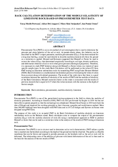 Pdf Back Calculation Determination Of The Modulus Elasticity Of