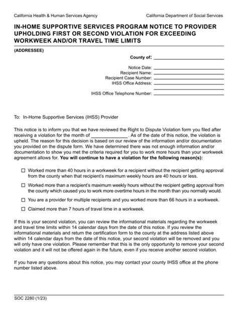 Form Soc2280 Download Fillable Pdf Or Fill Online In Home Supportive Services Program Notice To
