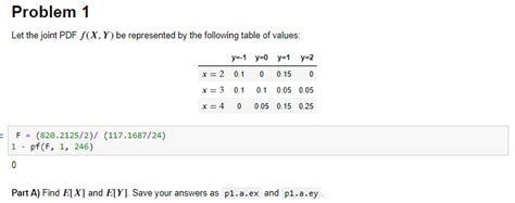 Solved Rnpart B Find E X Y Save Your Answer As
