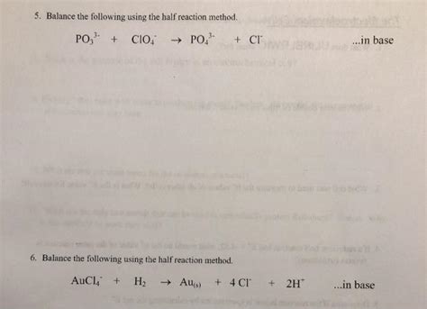 Solved 4 Balance The Following Using The Half Reaction