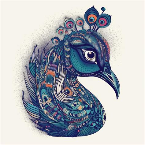 Premium Ai Image Demonic Peacock Vector Illustration For T Shirt