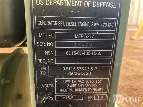 Surplus 2012 Dewey Mep 531a 2kw Generator Set In Yermo California
