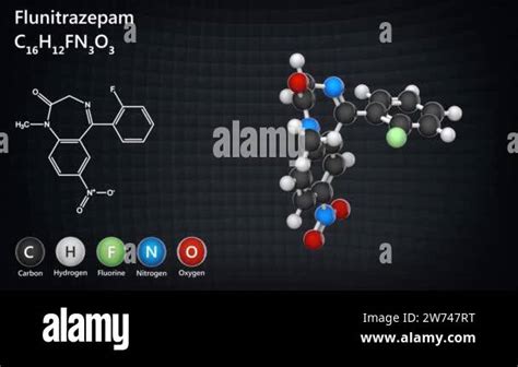 Flunitrazepam Rohypnol Hypnotic Drug Molecule Formula C16h12fn3o3