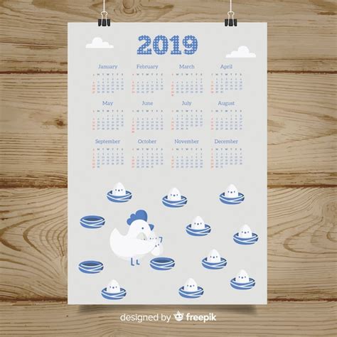 Free Vector 2019 Calendar Design