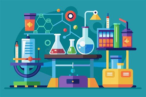 A Vibrant Laboratory Display Showcasing Colorful Glassware Equipment