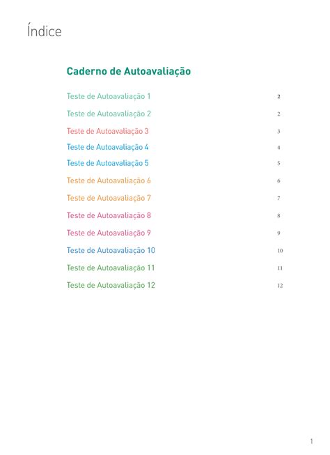 Novo Espa Ão 12 Caderno de Auto Avalia ÃÃo Índice Teste de