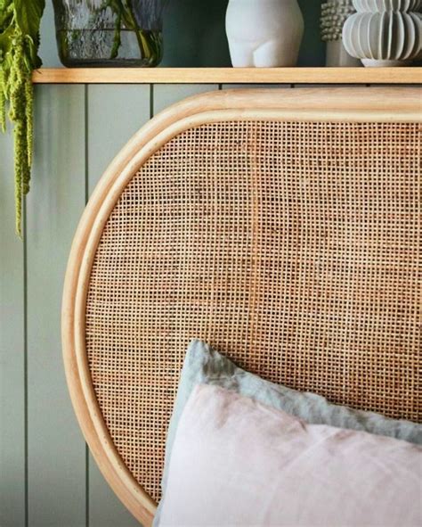 Square Cane Webbing Bedhead Natural Rattan Handmade Headboardwall