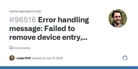 Error Handling Message Failed To Remove Device Entry Rejected By Integration Unknownerror