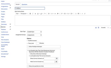 How To Create A Quiz Or Exam In Canvas University Of Kentucky College Of Arts Sciences