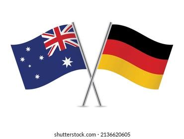 Australia Germany Crossed Flags Australian German Stock Vector Royalty Free