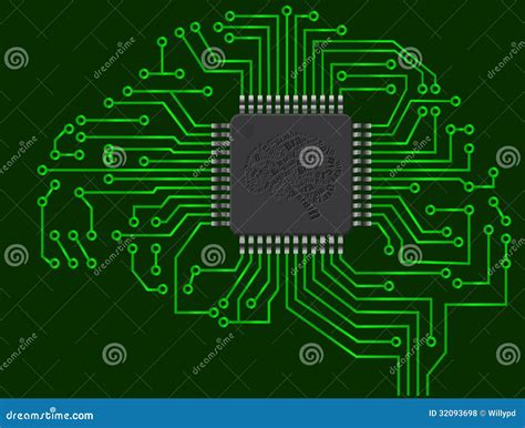 Microchip Brain Stock Vector Illustration Of Computer 32093698