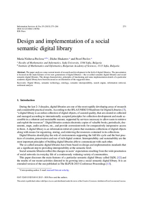 Pdf Design And Implementation Of A Social Semantic Digital Library