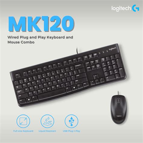 Jual Keyboard Dan Mouse Logitech MK120 Corded Combo Original Shopee Indonesia