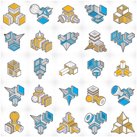 Premium Vector Abstract Construction Isometric Designs Vector Set