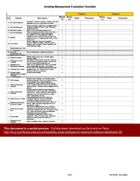 Feasibility Study Template For Electronic Software Distribution Excel XLS