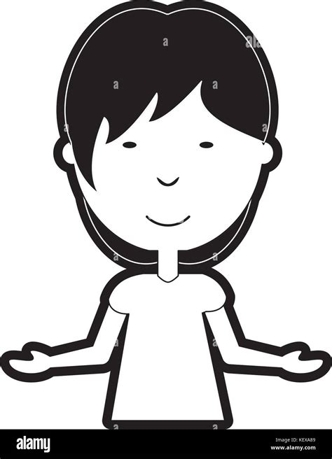 Flat Line Monochromatic Man With Open Arms Over White Background Vector Illustration Stock