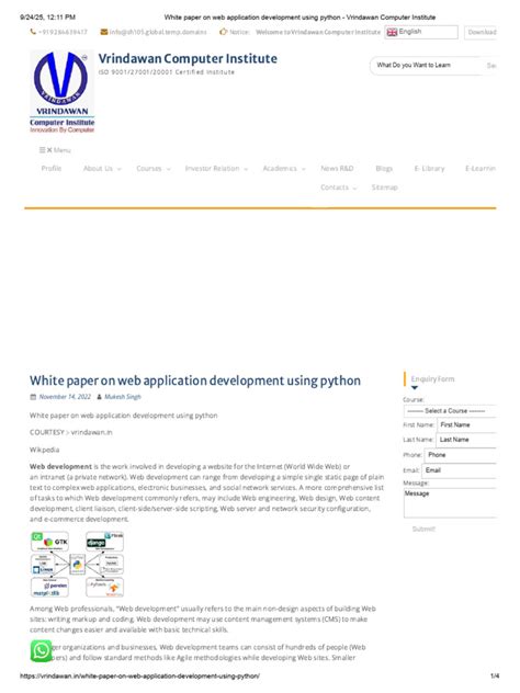 White Paper On Web Application Development Using Python Vrindawan
