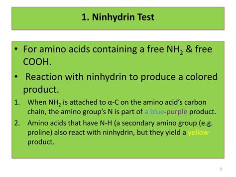 Ninhydrin Test Principle Reaction Reagents Procedure