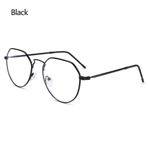 Men Women Eye Protection Round Frame Metal Eyeglasses Computer Goggles Ultra Light Frame Anti