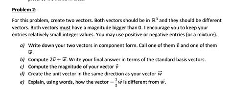 Solved Problem For This Problem Create Two Vectors Both Chegg Com