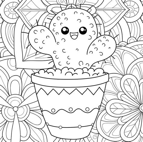 Dibujos De Un Lindo Cactus Para Colorear Para Colorear Pintar E