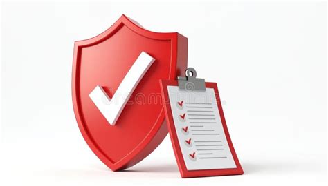 Red Shield Checkmark Clipboard Represent Security Approval