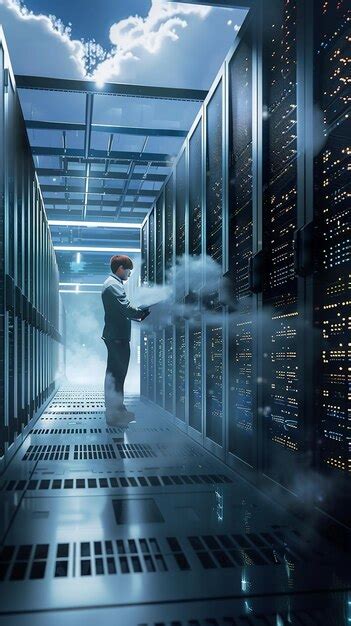 Cloud Computing Specialist In A Data Center Premium Ai Generated Image