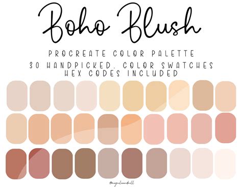 Boho Blush Procreate Color Palette Cream And Blush Palette Digital