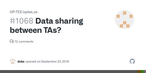 Data Sharing Between Tas · Issue 1068 · Op Teeopteeos · Github