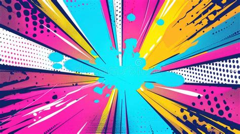 Bright Colorful Comic Abstract Background Template In A Style Of Pop