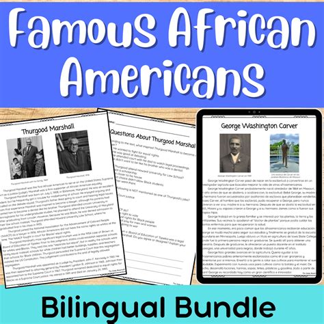 Black History Month Famous African Americans Reading Spanish